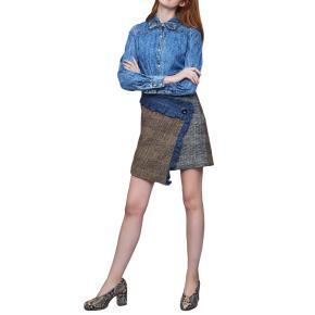 Manoush Farah Denim & Plaid Ruffle Wrap Skirt | XXS | Hardly Ever Worn It