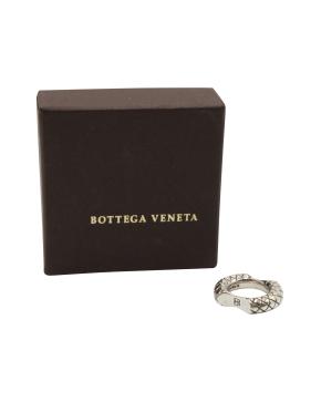 Bottega Veneta Silver Intrecciato Double Cut Band Ring | Hardly Ever ...