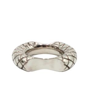 Bottega Veneta Silver Intrecciato Double Cut Band Ring | Hardly Ever ...