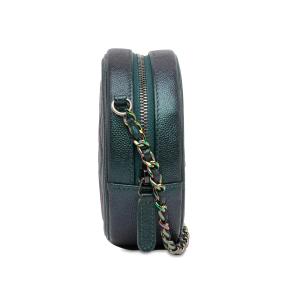Chanel Iridescent Forest Green Caviar Leather Round Crossbody Bag ...