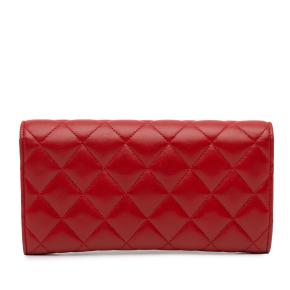 Chanel Red Lambskin Interlocking CC Logo Continental Wallet | Hardly ...