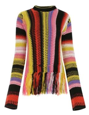 Chloe Multicoloured Fringe Stripe Macrame Sweater | XS | Hardly Ever ...