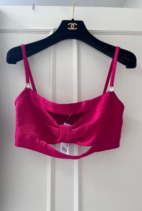 Chanel Hot Pink Silk Monogram Bow Crop Top | S | Hardly Ever Worn It
