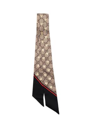 Gucci Monogram Bee Embellished Silk Twilly Scarf | One Size | Hardly ...
