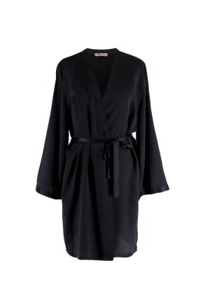 Marjolaine Black Silk Short Robe | S | Hardly Ever Worn It