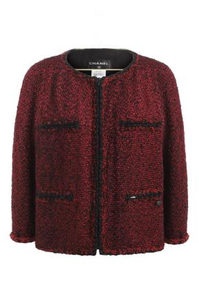 Chanel Red Tweed Four Pocket Jacket | M | Hardly Ever Worn It