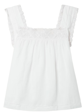 Doen White Aphra Crochet Trimmed Ramie Top | S | Hardly Ever Worn It
