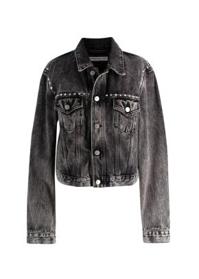 Alessandra Rich Washed Black Embellished Gem Denim Jacket | L | Hardly ...