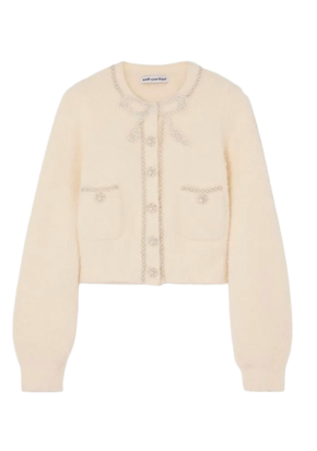 Self Portrait Cream Pearl Embellished Cardigan | XL | Hardly Ever Worn It