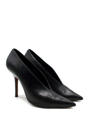Celine Pheobe Philo Black Leather V Neck Pumps | 40 | Hardly Ever Worn It