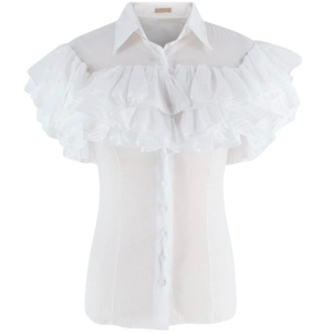 Alaia White Fine Cotton Frilly Blouse | XS | Hardly Ever Worn It