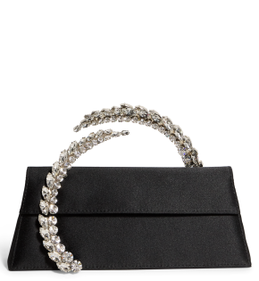 L'alingi Black Karma Clutch Stone-Encrusted Satin Clutch | One Size ...