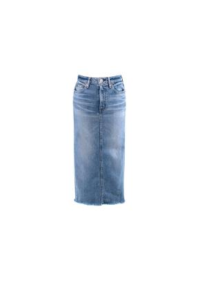 MOUSSY Vintage Light Wash Raw Hem Denim Midi Skirt | 24/61 | Hardly ...