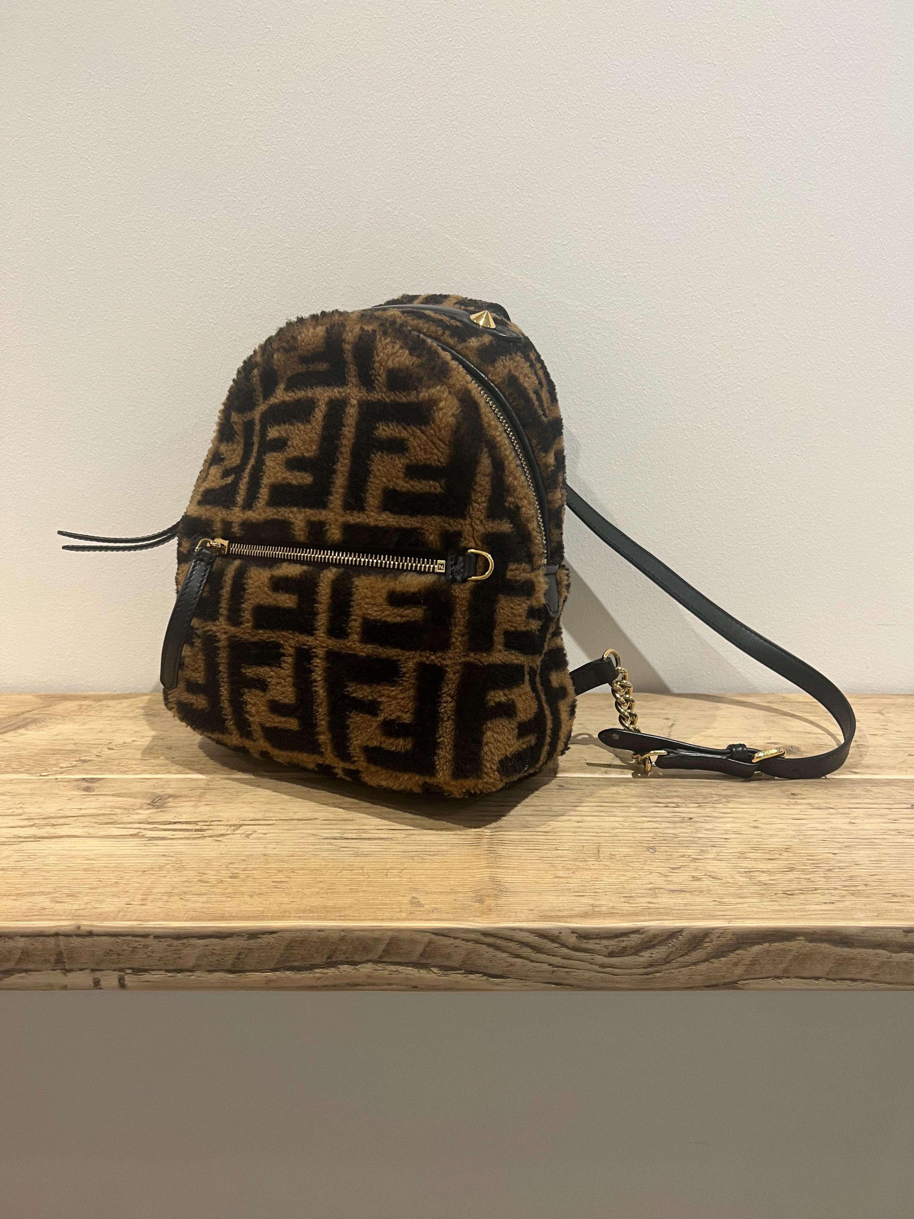 Fendi FF Shearling Mini Backpack | Hardly Ever Worn It