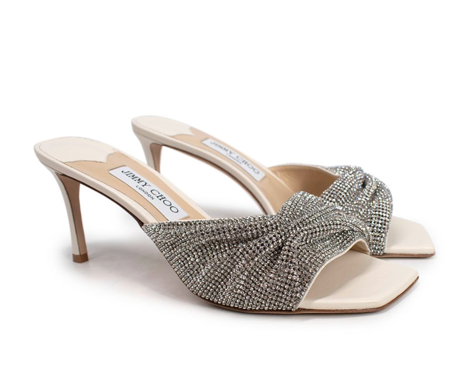 Jimmy Choo Ivory Naria Embellished Leather Mules | Hardly Ever Worn It