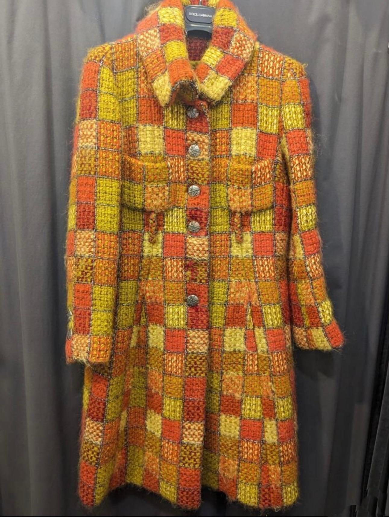 Chanel Yellow and Orange Tweed Longline Coat | Hardly Ever Worn It