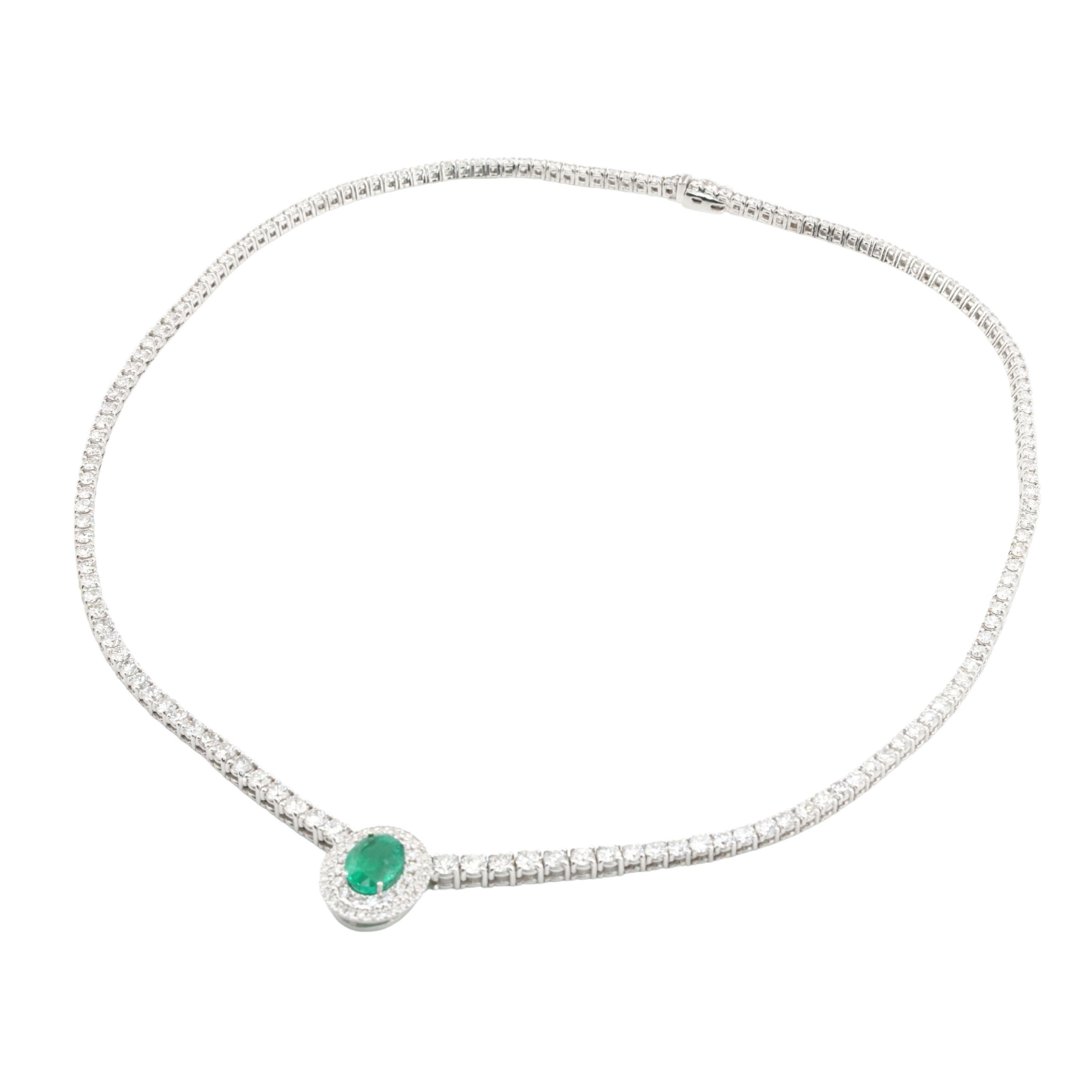 Antinori Fine Jewels 18kt White Gold 2.3ct Emerald & 11ct Diamond ...