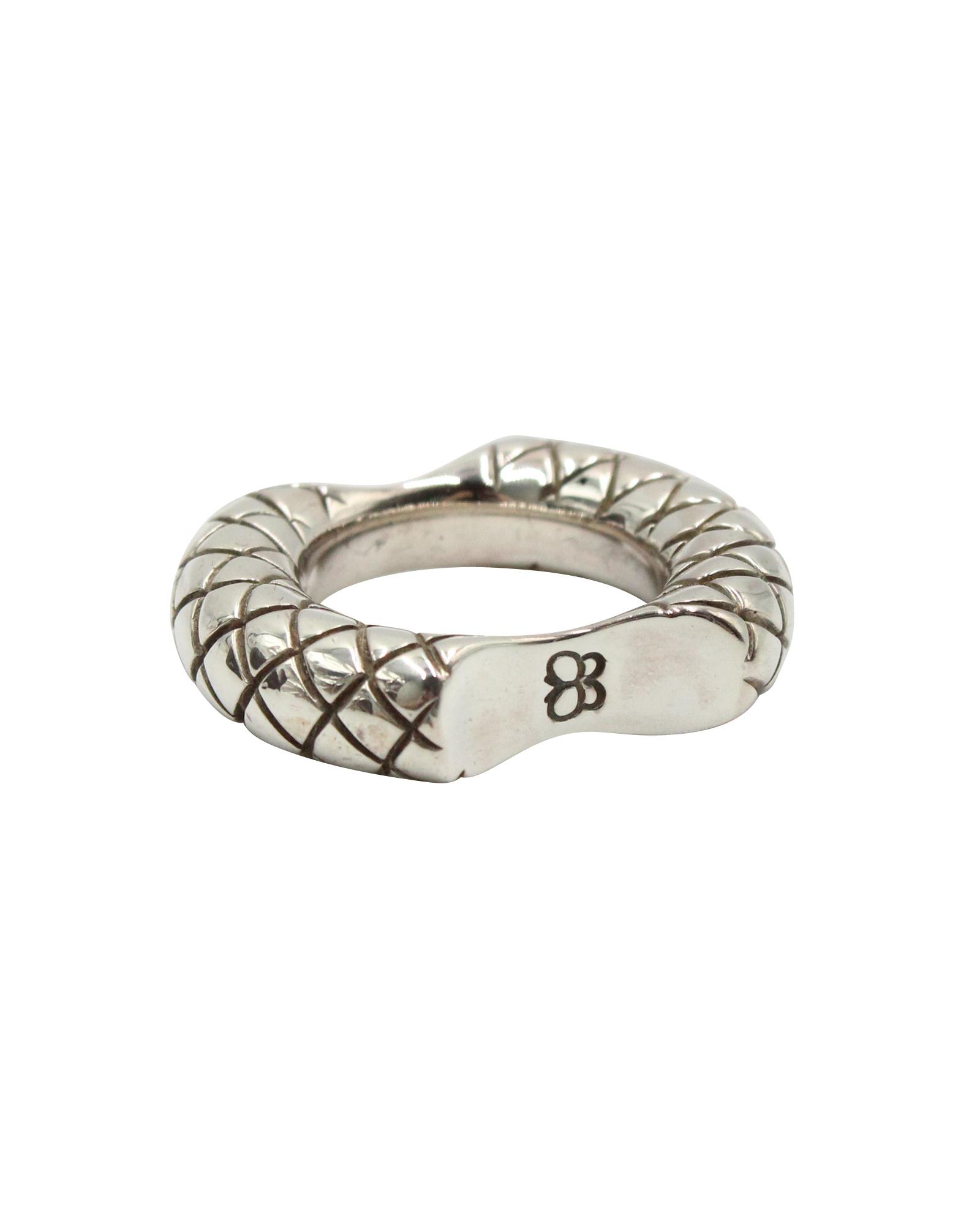Bottega Veneta Silver Intrecciato Double Cut Band Ring | Hardly Ever ...