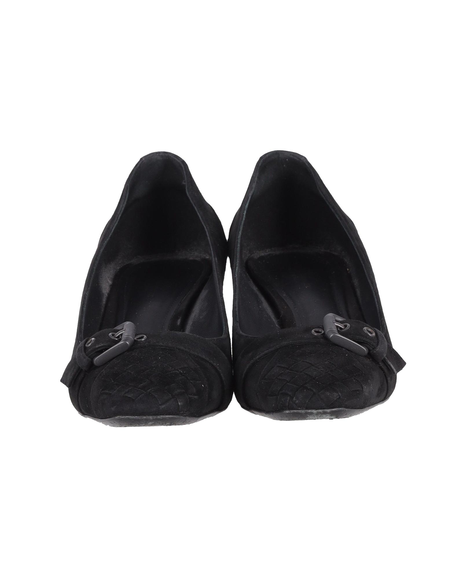 Bottega Veneta Black Suede Buckle-Toe Pumps | 41 | Hardly Ever Worn It