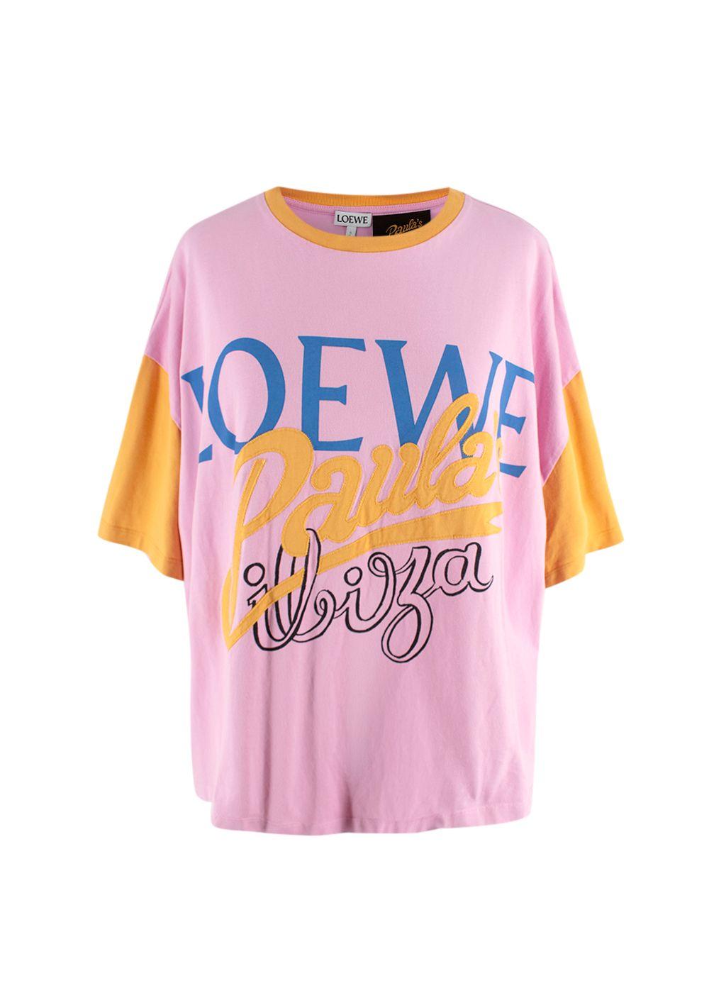 Loewe x Paula's Ibiza Pink Oversized Logo T-Shirt | Hardly Ever Worn It