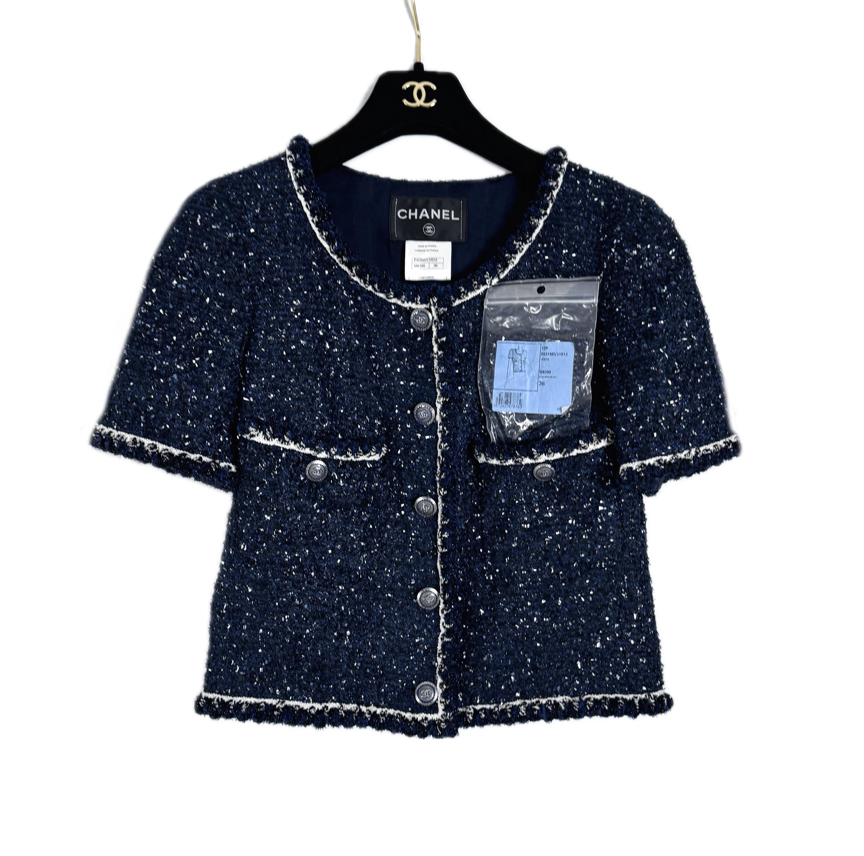 Chanel Boxy Navy Blue Tweed Jacket | Hardly Ever Worn It