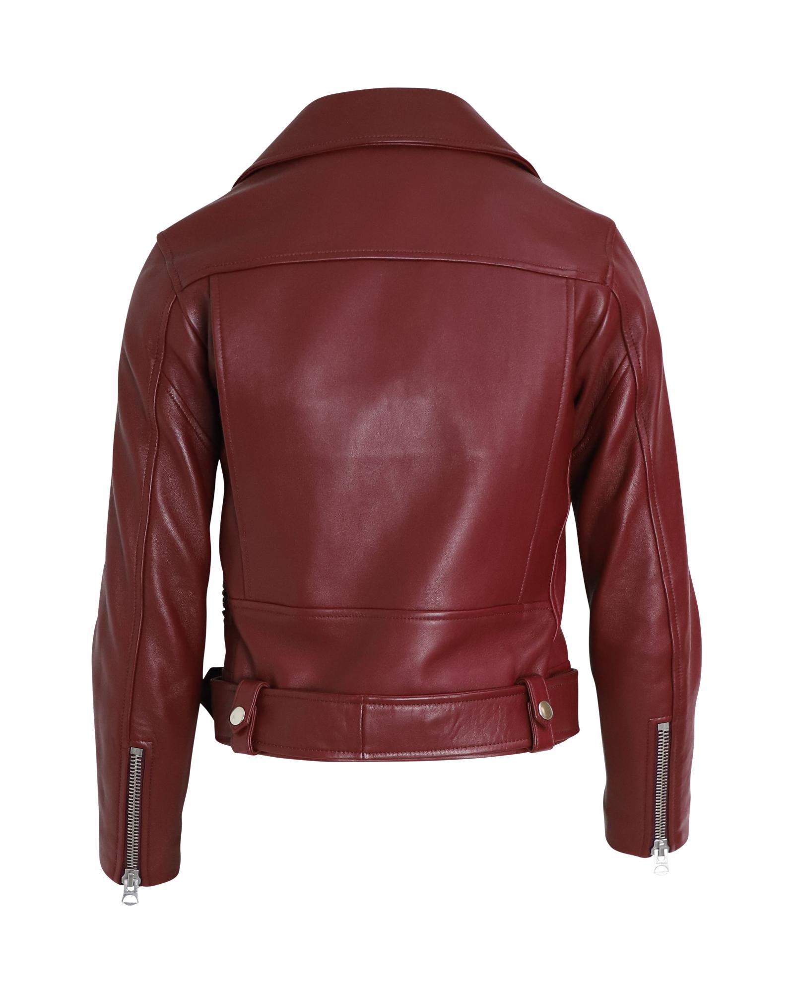 Acne Studios Burgundy Leather Biker Jacket | XXS | Hardly Ever Worn It