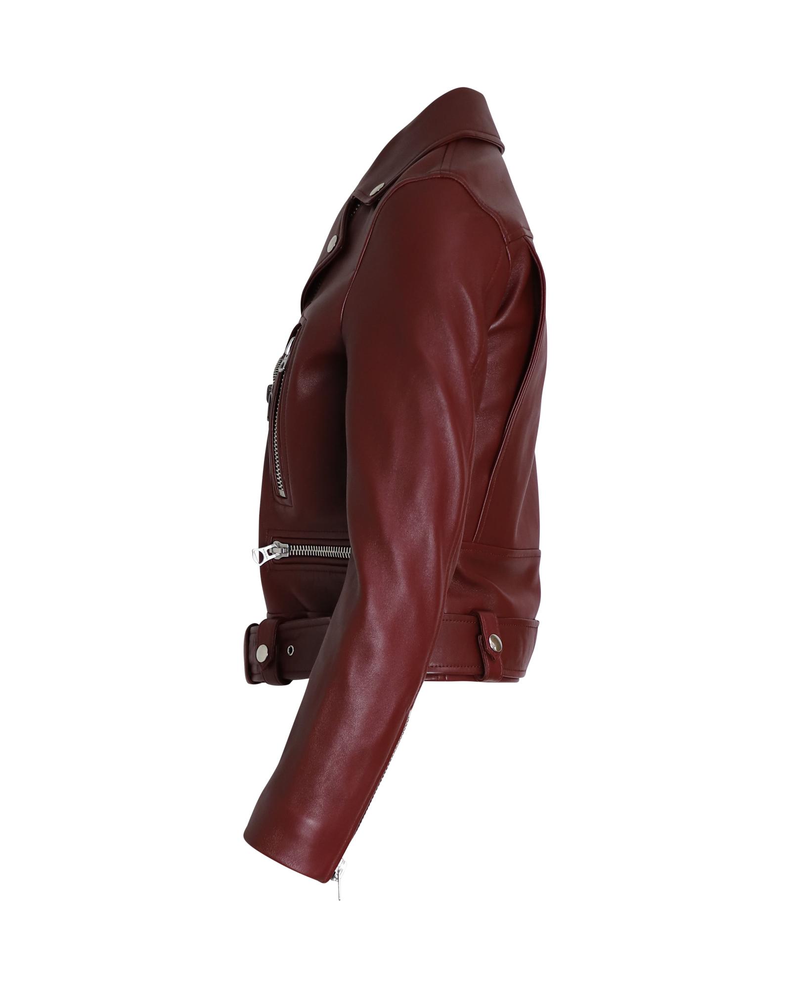 Acne Studios Burgundy Leather Biker Jacket | XXS | Hardly Ever Worn It