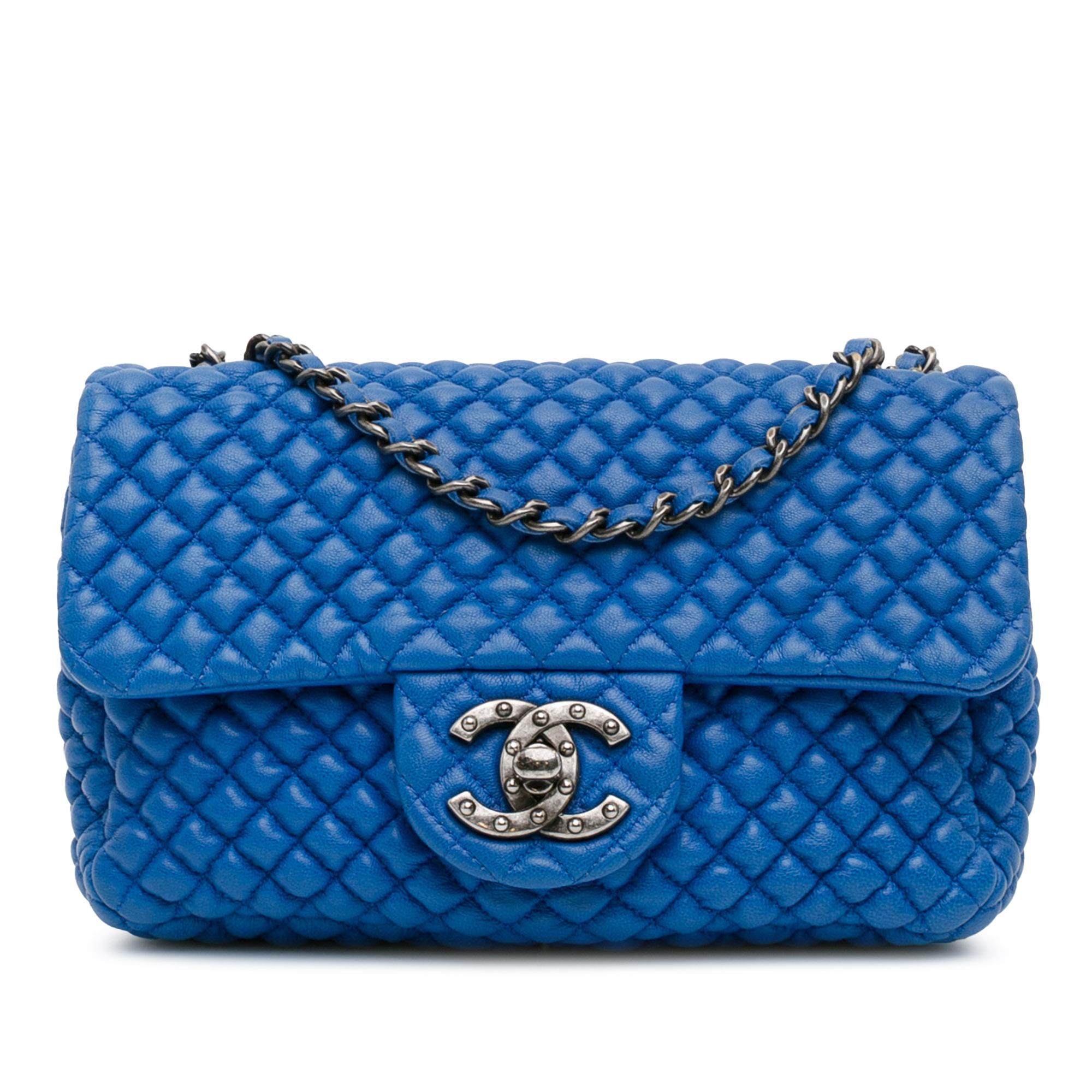Chanel Blue Mini Microquilted Studded CC Flap Bag | One Size | Hardly ...
