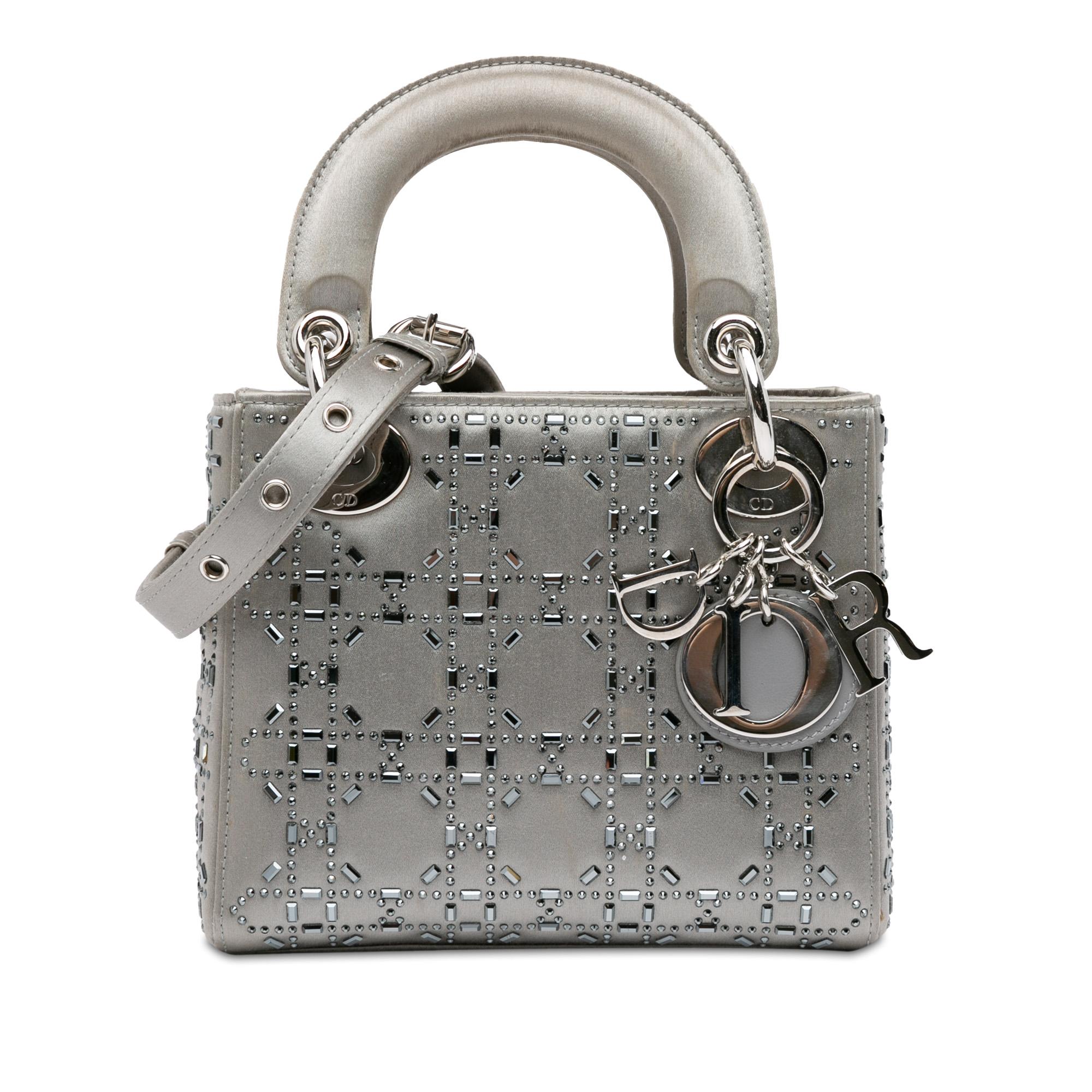 Dior Silver Mini Beaded Satin Lady Dior | One Size | Hardly Ever Worn It