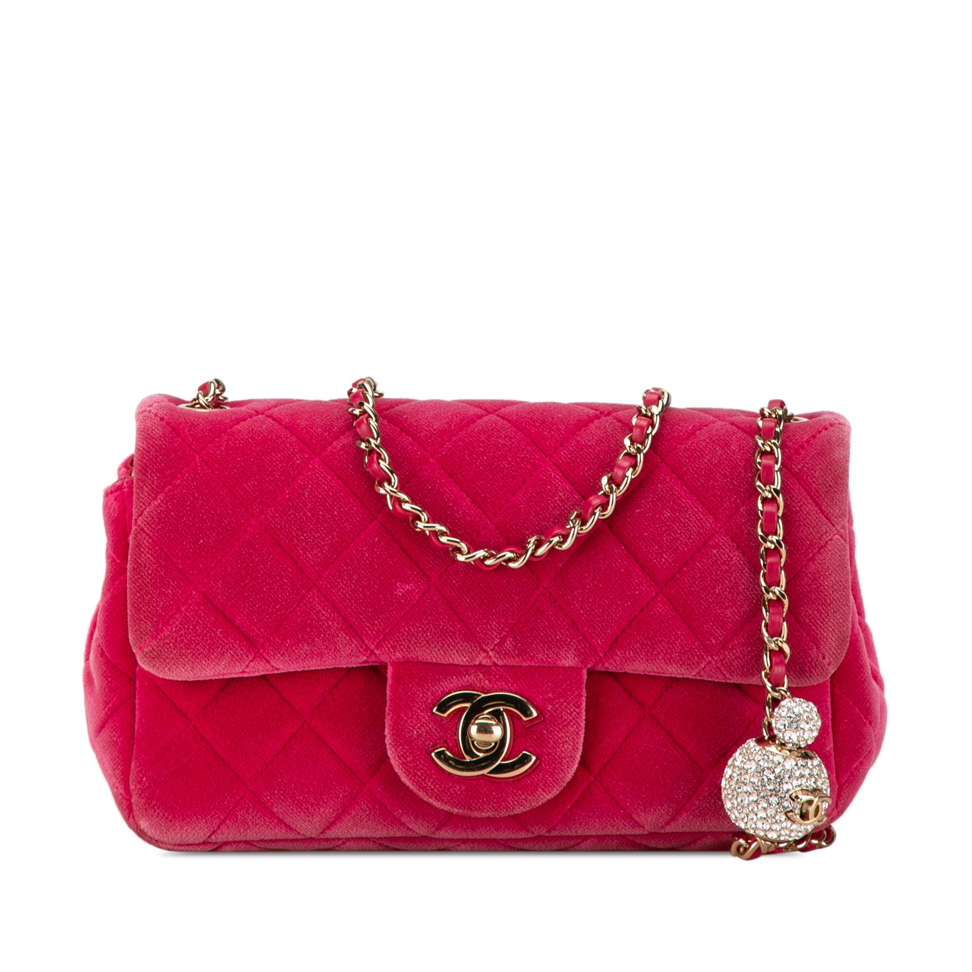 Chanel Pink Mini Quilted Velvet Pearl Crush Single Flap Bag | One Size ...