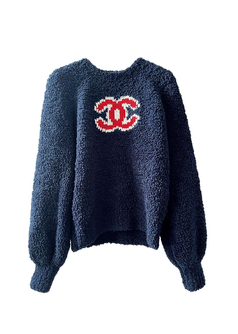 Chanel Navy Teddy CC Logo Jumper | S | Hardly Ever Worn It