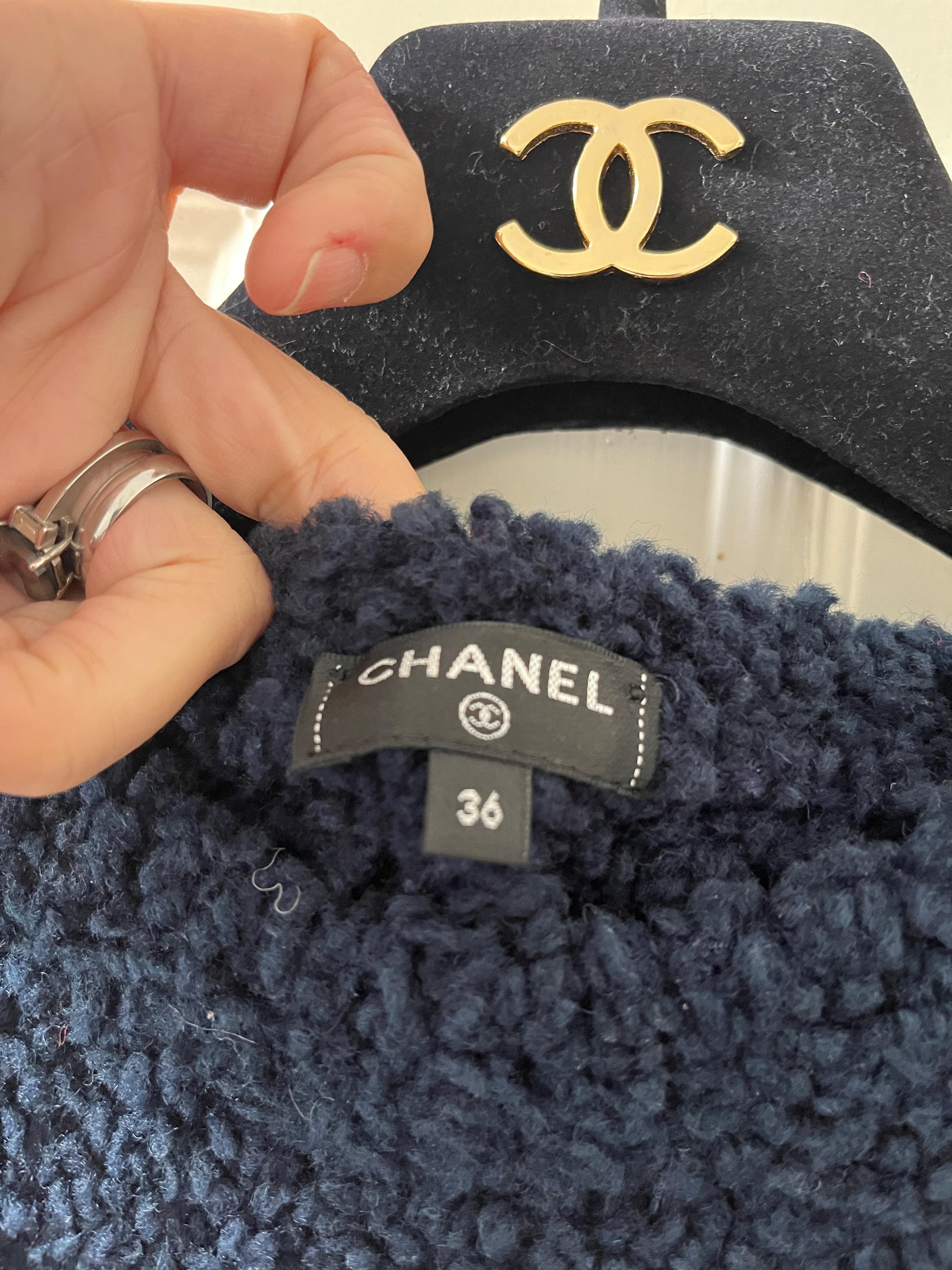 Chanel Navy Teddy CC Logo Jumper | S | Hardly Ever Worn It