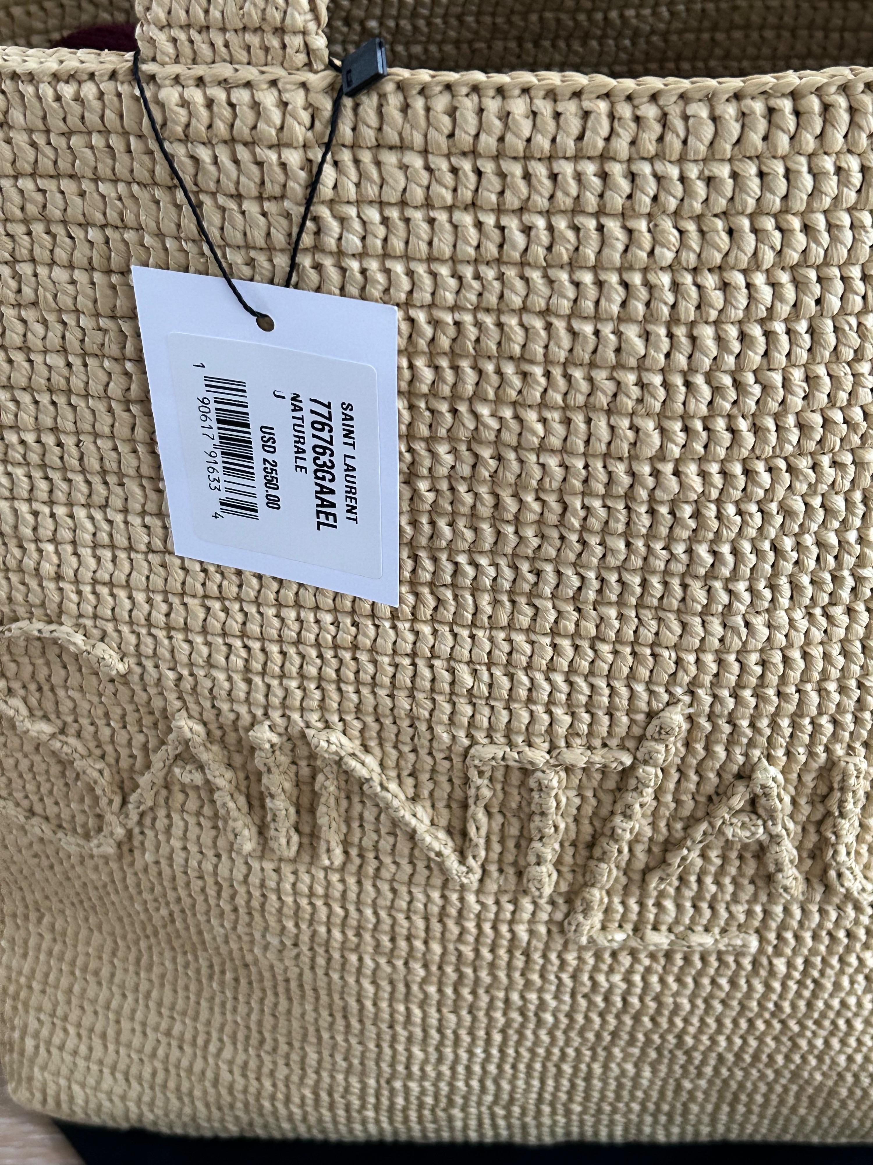 Saint Laurent Raffia Logo Beach Tote | One Size | Hardly Ever Worn It