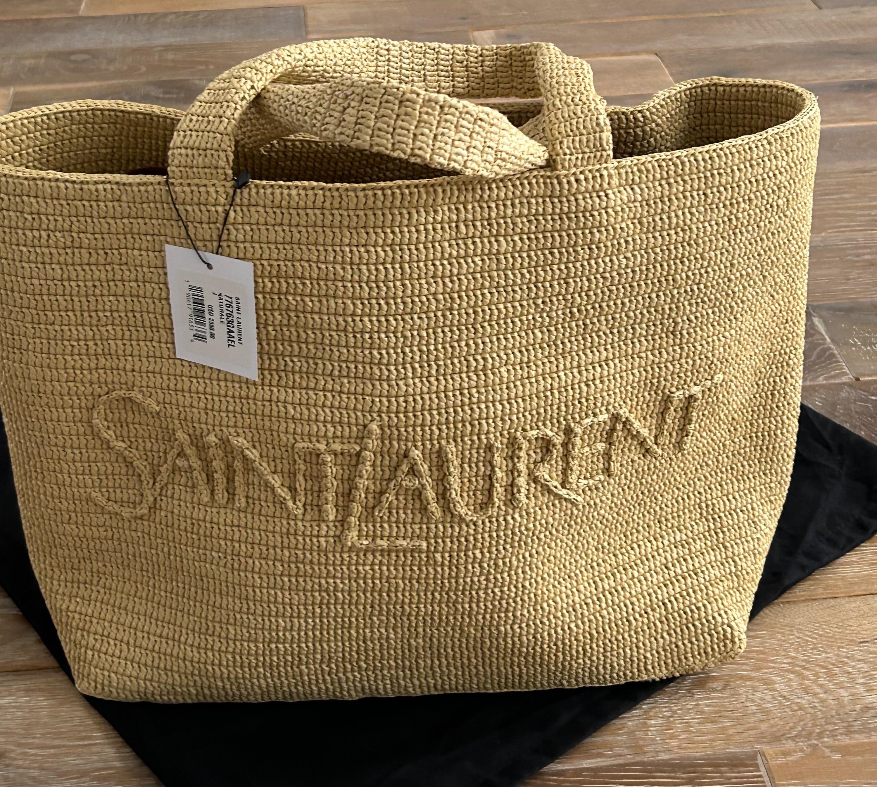 Saint Laurent Raffia Logo Beach Tote | One Size | Hardly Ever Worn It