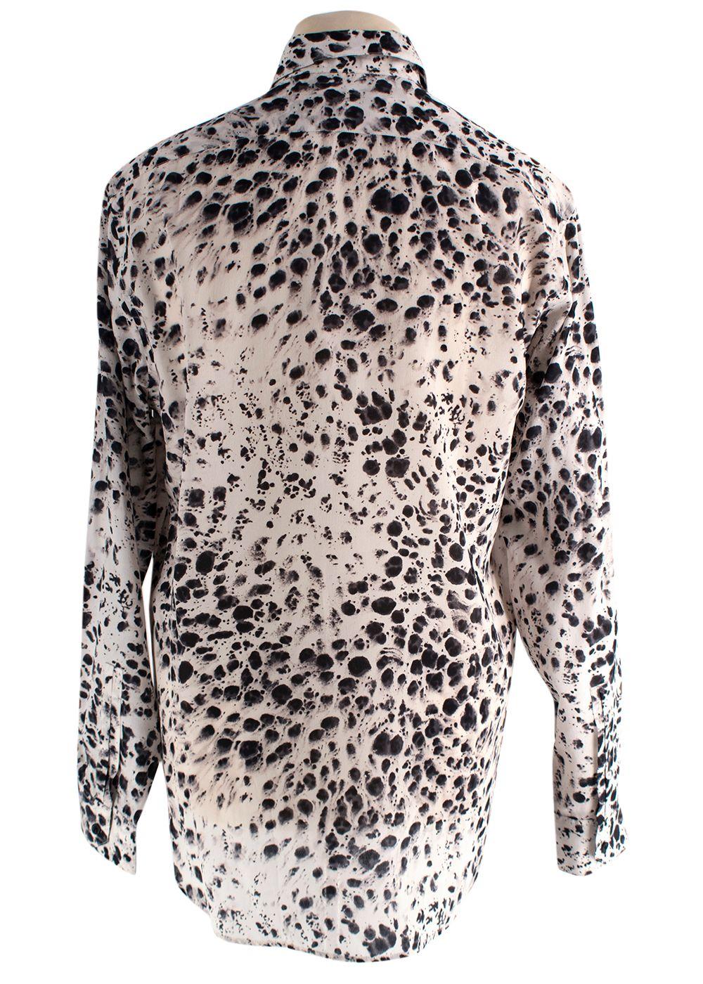 Saint Laurent Black And White Snow Leopard Silk Shirt | M | Hardly Ever ...