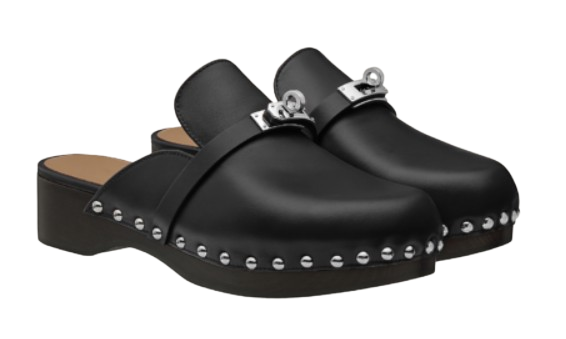 Hermes Hermès Black Leather Carlotta Clogs | 38 | Hardly Ever Worn It