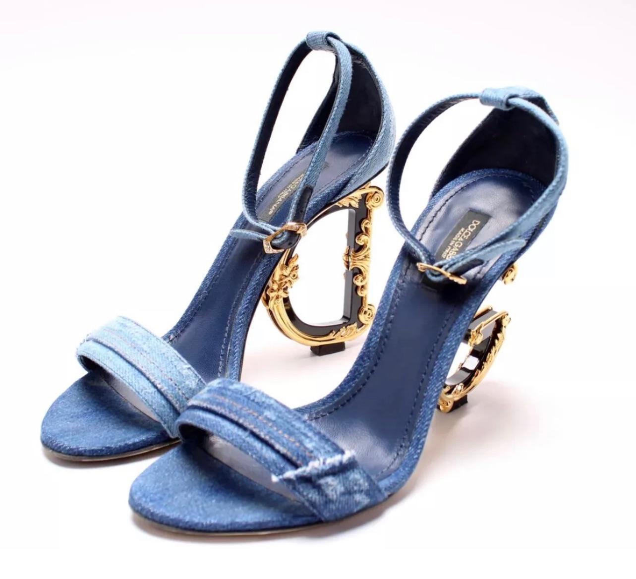Dolce & Gabbana Patchwork Denim Heels | 38 | Hardly Ever Worn It
