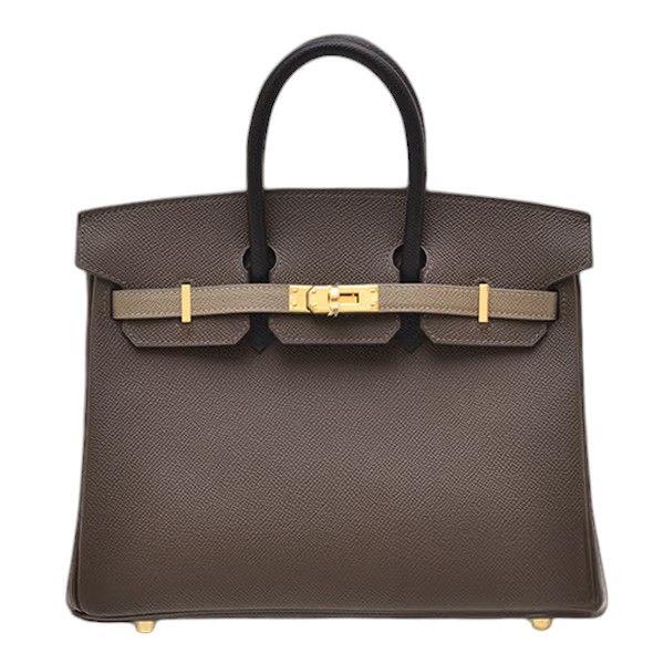Hermes Tricolour Epsom 25cms Birkin Ecorce Etoupe Noir with Gold ...