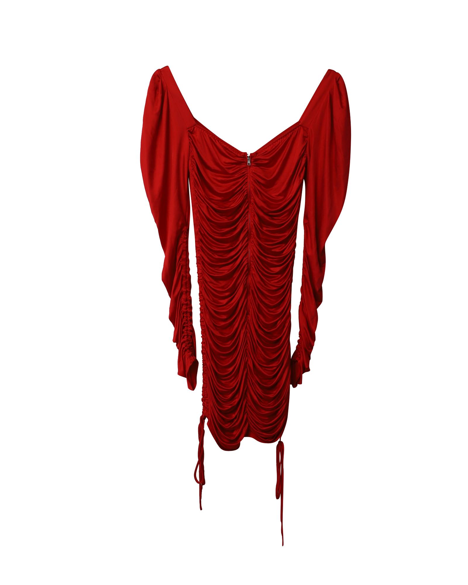 Dolce & Gabbana Red Ruched Mini Dress | L | Hardly Ever Worn It