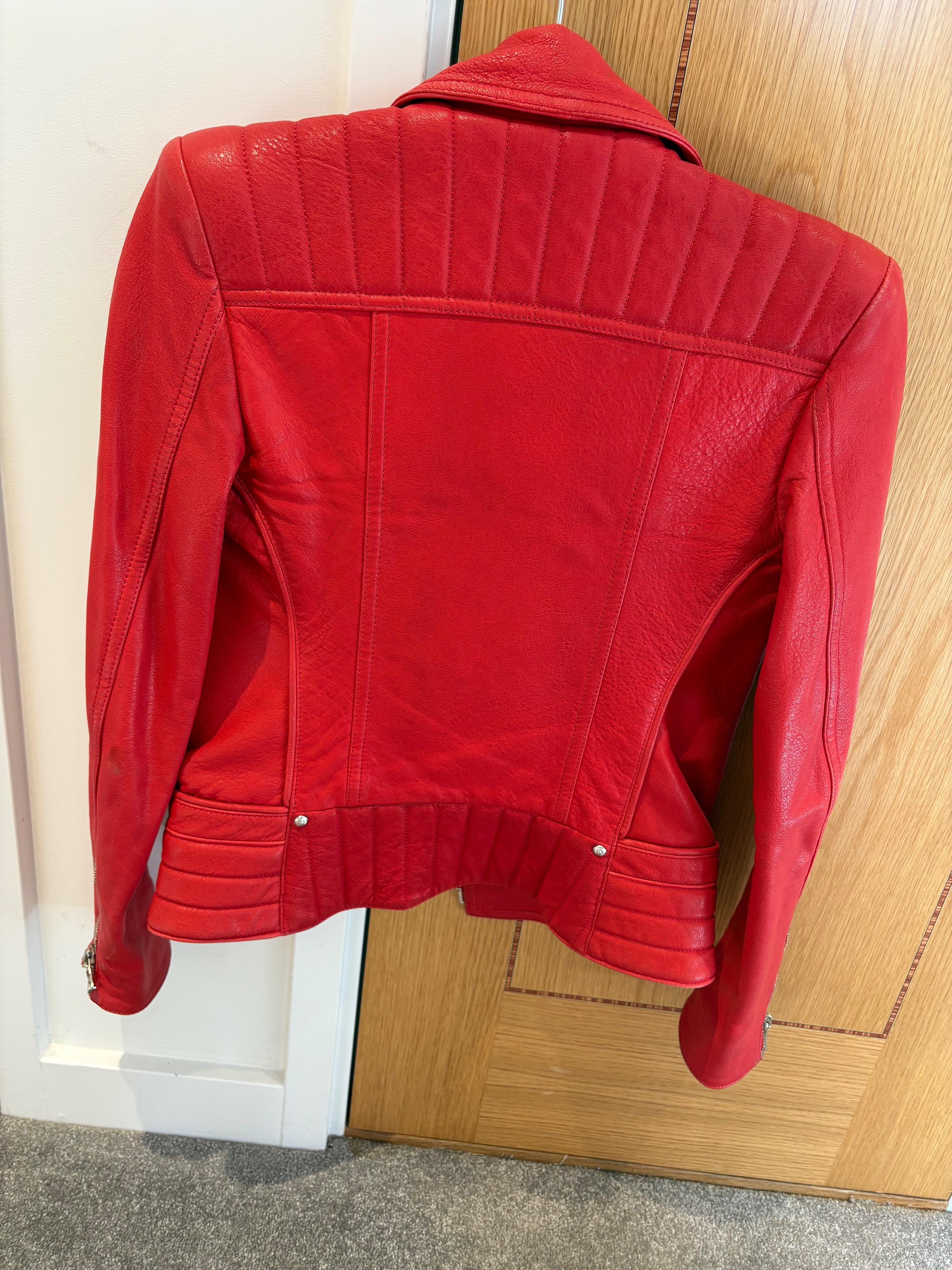 Balmain Red Leather Biker Jacket | XS | Hardly Ever Worn It