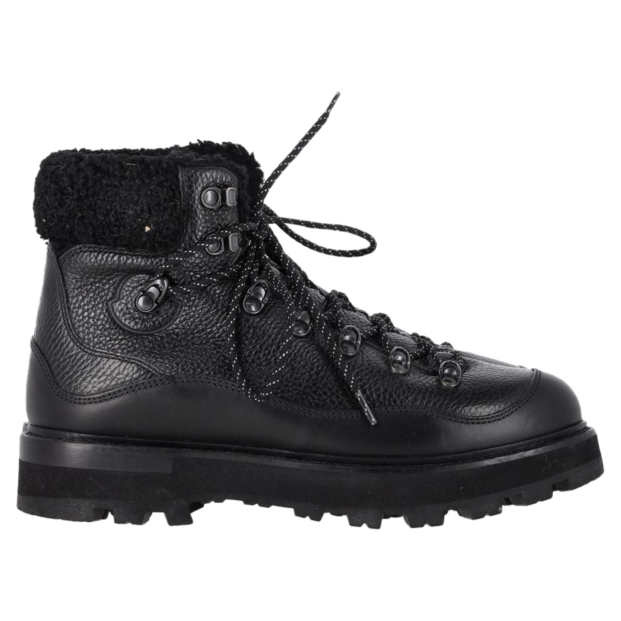 Moncler Black Leather Peka Trek Hiking Boots | 39 | Hardly Ever Worn It